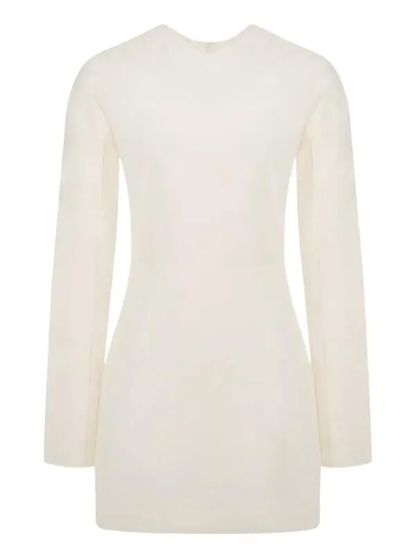 THE ROW Elione Washed Taffeta Fitted Waist Crewneck Top - White