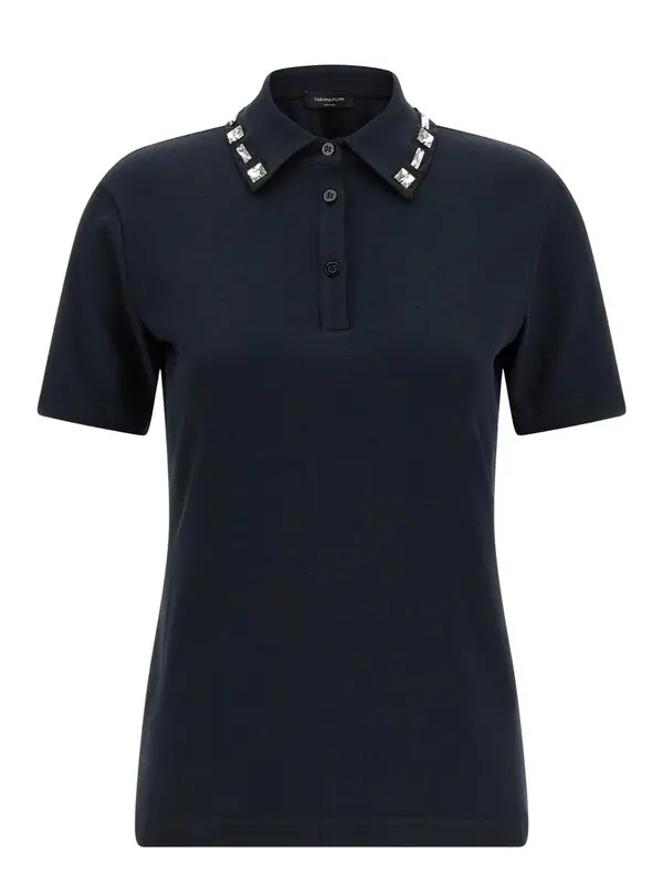 Fabiana Filippi Embellished Ribbed Polo Shirt - Black
