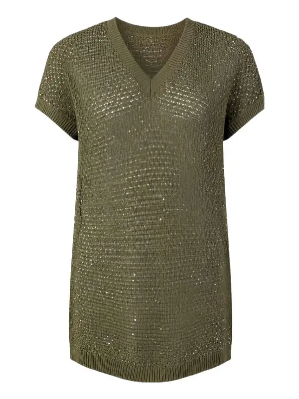 Fabiana Filippi Sequin Embellished V-neck Cardigan - Green
