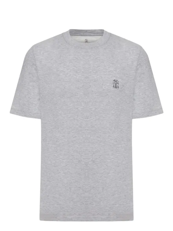 Brunello Cucinelli Logo Printed Crewneck T-shirt - Gray