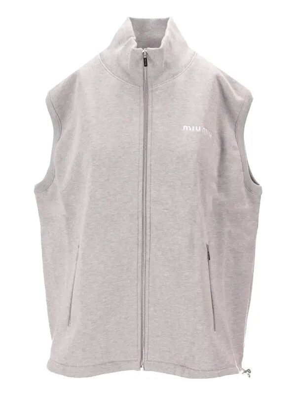 Miu Miu Zip-up Drawstring Gilet - Grey