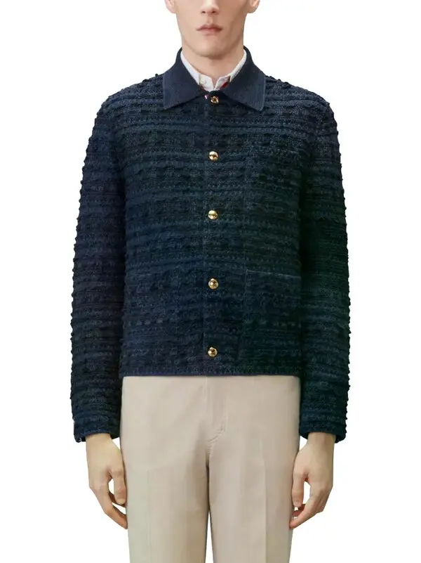 Thom Browne 4-bar Tweed Utility Shirt Jacket - Blue