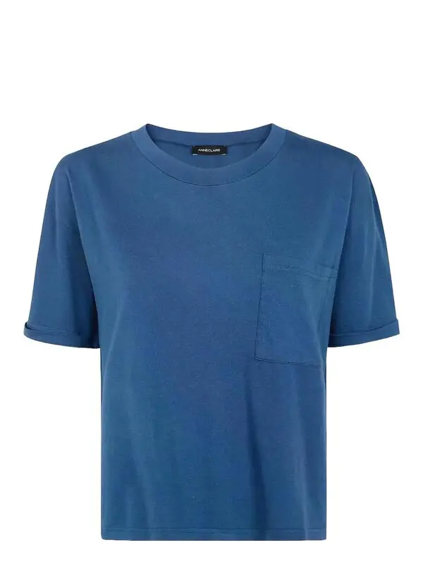 ANNE CLAIRE Chest Patch Pocket T-shirt - Blue
