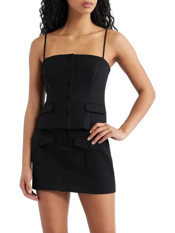 Rag & Bone Irina Square Neck Button-up Top - Black