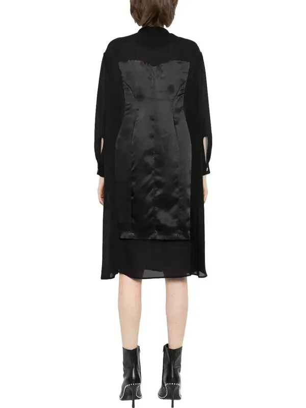 Undercover Satin-panelled Layered Dress - Black
