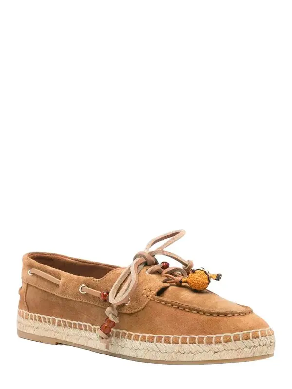 AQUAZZURA Embellished Suede Espadrilles - Brown