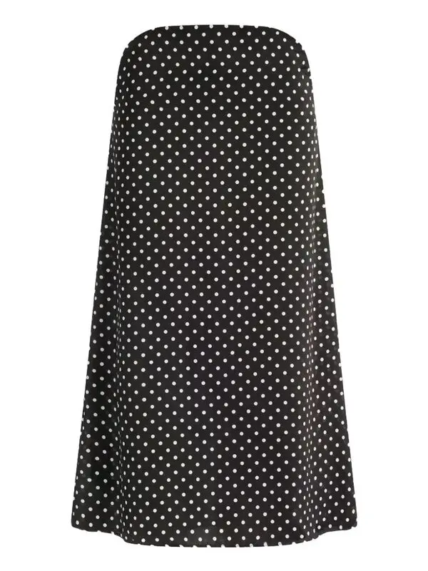 JEAN PAUL GAULTIER Polka Dot Asymmetric Waist Silk Midi Skirt - Black
