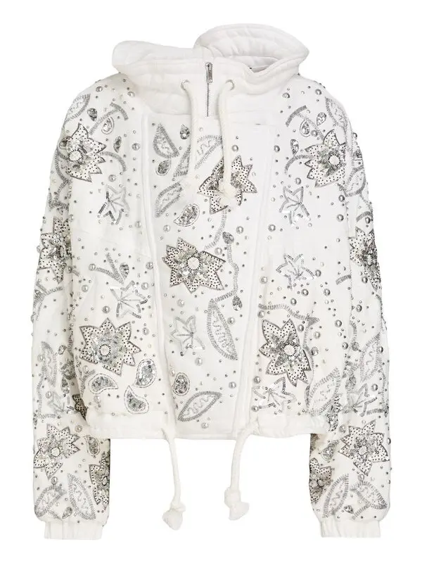 Isabel Marant Étoile Kalassia Embellished Cotton And Linen-blend Bomber Jacket - White