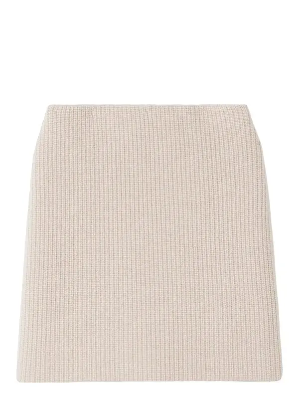 LIBEROWE Ribbed Cashmere Mini Skirt - Beige