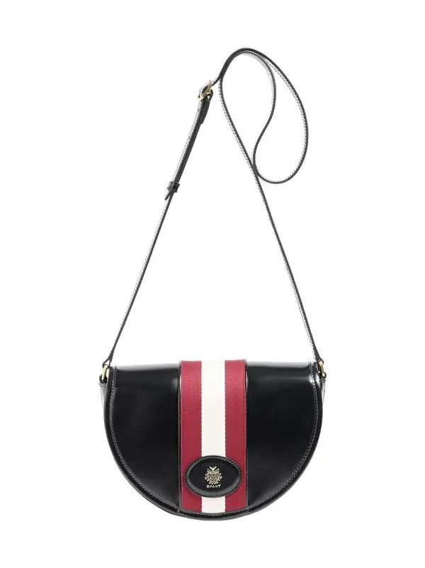 Bally Beckett Striped Leather Shoulder Bag - Black