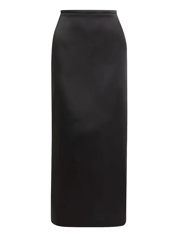 RÓHE Satin Maxi Skirt With Back Slit - Black