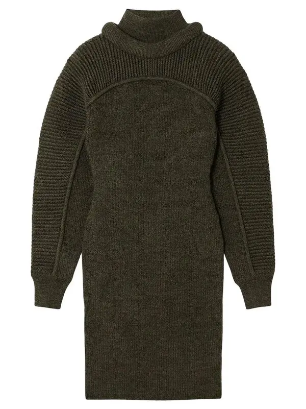 Isabel Marant Étoile Hilde Ribbed Wool Turtleneck Mini Dress - Army Green