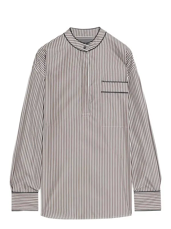 Loulou De Saison Verna Striped Cotton-poplin Shirt - Brown