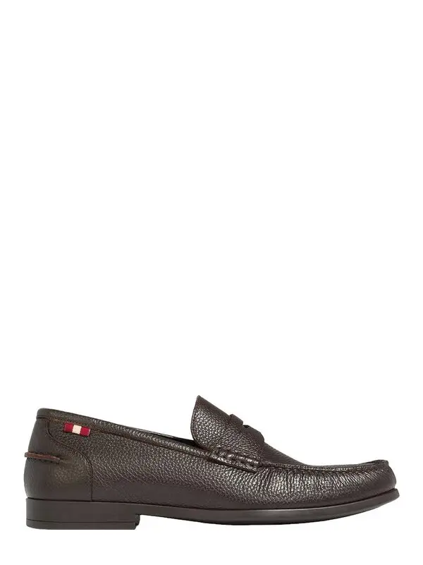 Bally Cronus Pebbled Leather Penny Loafers - Chocolate