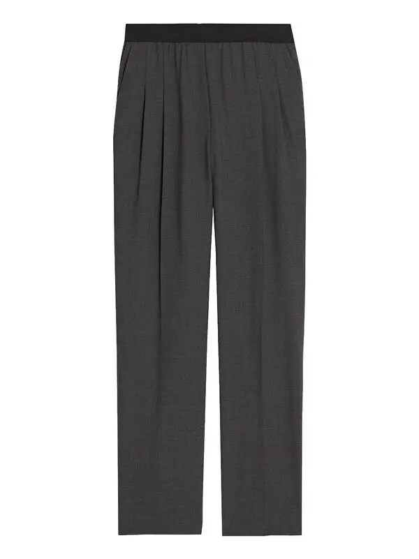 Loulou De Saison Niro Pleated Wool-blend Twill Straight-leg Pants - Dark Gray