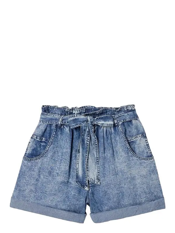 MARANT ETOILE Belted Chambray Shorts - Blue