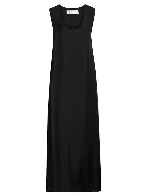 RÓHE Silk-satin Maxi Dress With Back Slit - Black