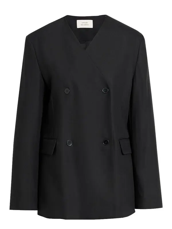 Loulou De Saison Double-breasted Twill Blazer - Black