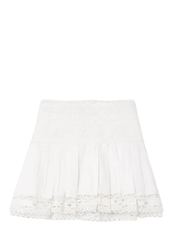 MARANT ETOILE Violana Pleated Lace-trimmed Mini Skirt - Ivory
