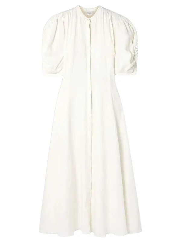 Gabriela Hearst Arabella Pintucked Linen Maxi Dress - White
