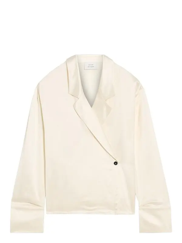 Loulou De Saison Persia Wrap-effect Satin Blouse - Ivory