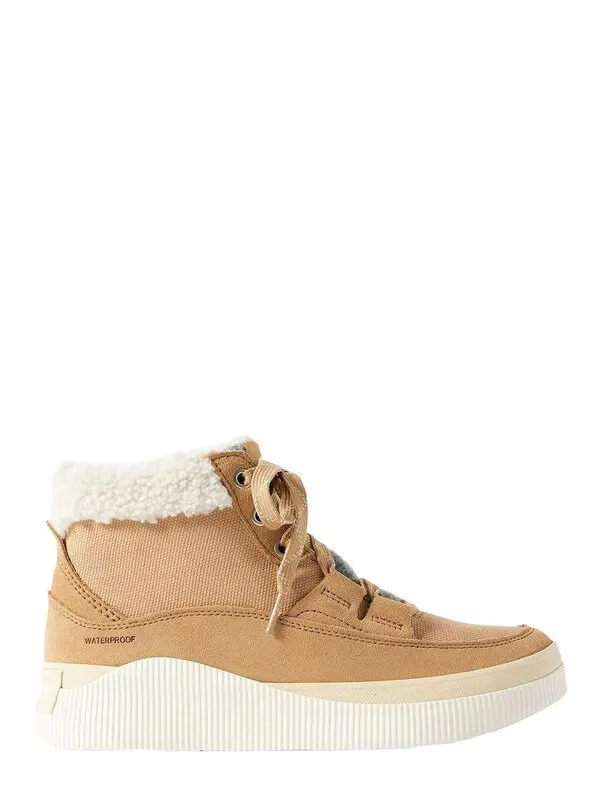 Sorel Out 'n About Iv Felt-trimmed Suede And Canvas Ankle Boots - Camel