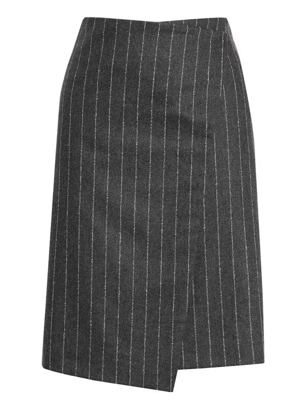 Loulou De Saison Mason Pinstriped Wool-blend Wrap Skirt - Dark Gray