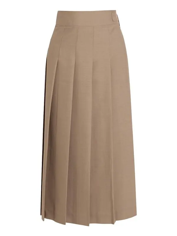 RÓHE Pleated Wool-blend Crepe Midi Wrap Skirt - Taupe
