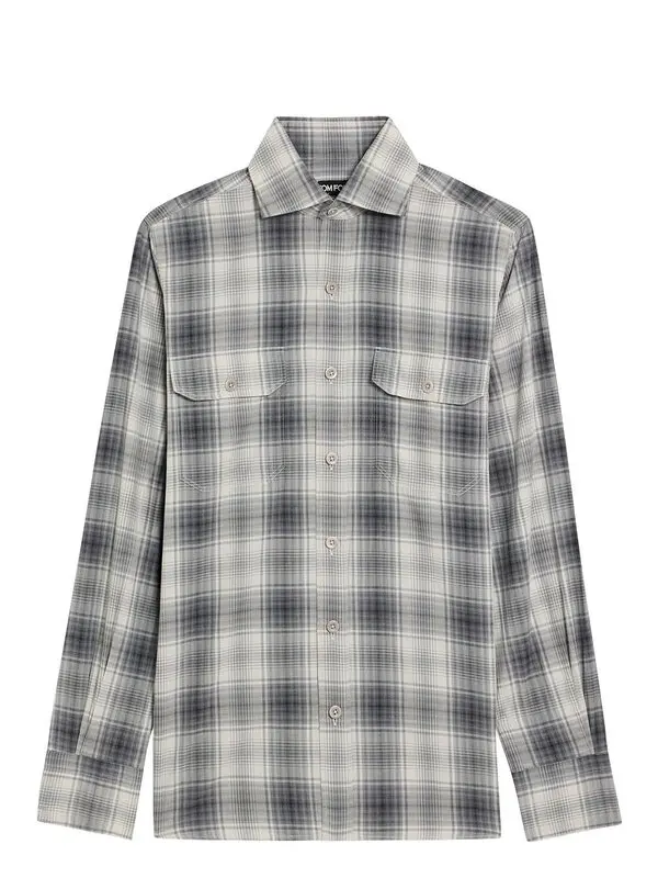 TOM FORD Checked Cotton Shirt - Gray