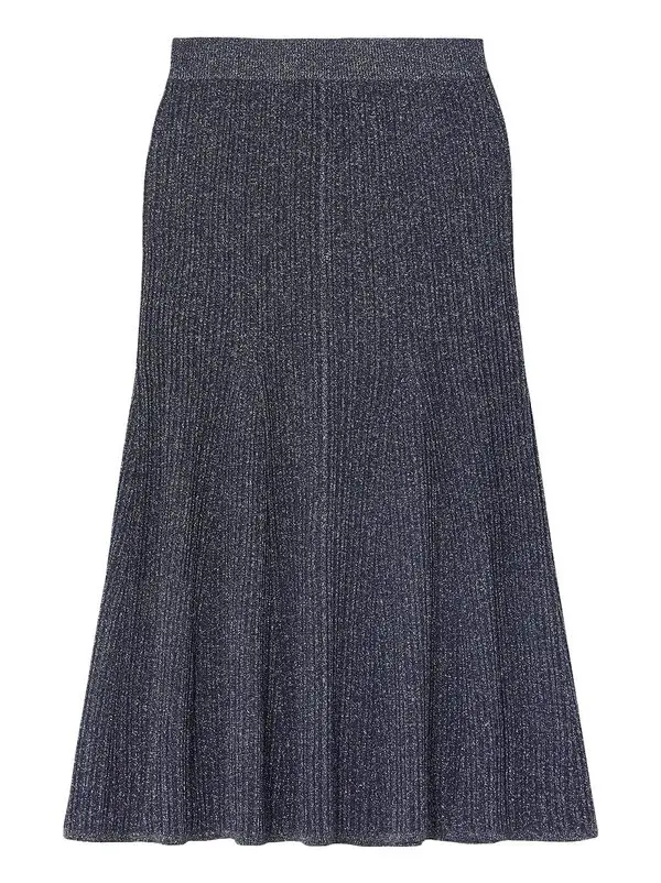JOSEPH Pleated Lurex Midi Skirt - Midnight Blue