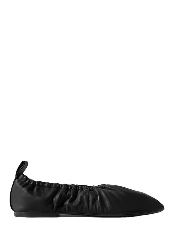 JIL SANDER Gathered Leather Ballet Flats - Black