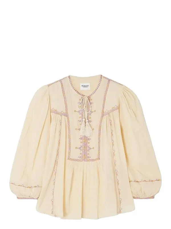 MARANT ETOILE Sileka Embroidered Cotton-gauze Blouse - Cream