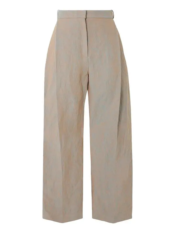 Tove Aleen Pleated Hemp Straight-leg Pants - Turquoise
