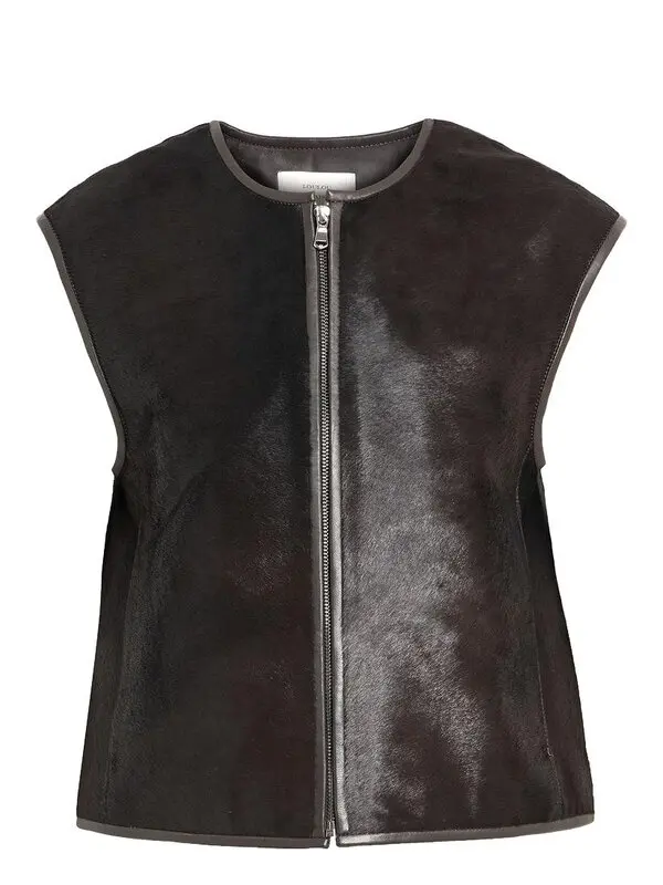 Loulou De Saison Ampas Calf Hair Vest - Dark Brown