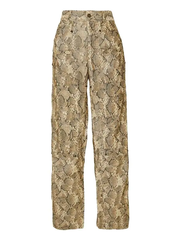 Isabel Marant Étoile Emmy Paneled Snakeprint Cotton-blend Corduroy Wide-leg Pants - Animal Print