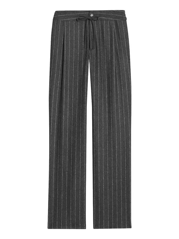 Loulou De Saison Lizzie Pinstriped Wool-blend Flannel Straight-leg Pants - Anthracite