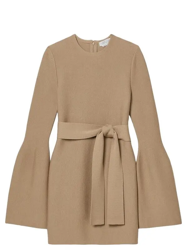 Gabriela Hearst Tenas Belted Wool And Cashmere-blend Mini Dress - Sand