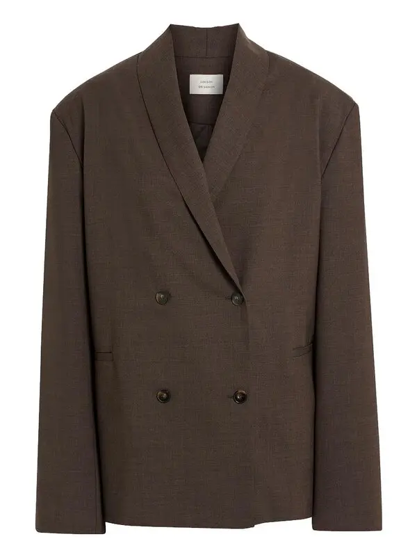Loulou De Saison Sacia Double-breasted Wool-blend Twill Blazer - Brown
