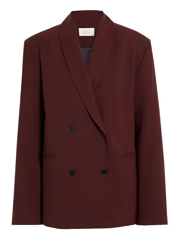 Loulou De Saison Sacia Double-breasted Wool-blend Twill Blazer - Burgundy