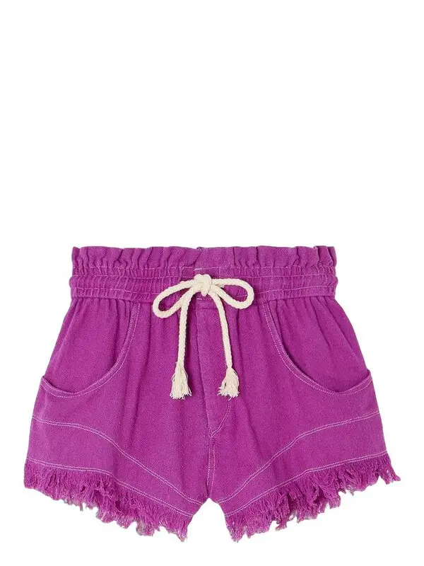 MARANT ETOILE Talapiz Frayed Silk Shorts - Magenta