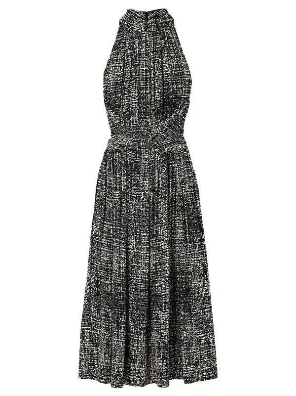 Proenza Schouler Lola Twist-front Printed Pleated Maxi Dress - Black