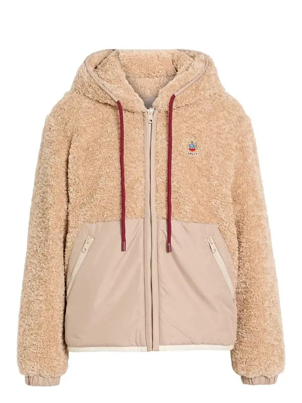 Bally Teddy Fleece Hooded Jacket With Paneled Design - Neutral