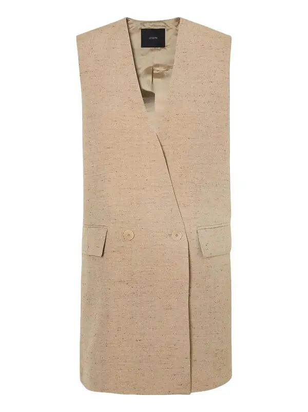 JOSEPH Arago Double-breasted Tweed Vest - Beige