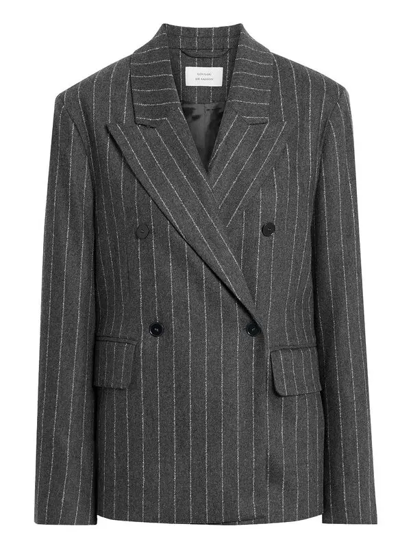 Loulou De Saison Double-breasted Pinstriped Wool-blend Flannel Blazer - Anthracite