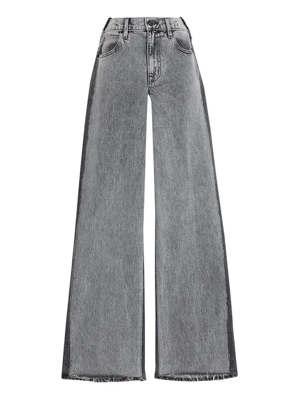 SLVRLAKE Mica Twotone Lowrise Wideleg Jeans - Dark Gray