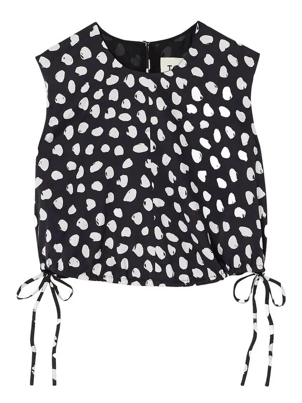 Tove Cecily Cropped Silk-satin Top - Black