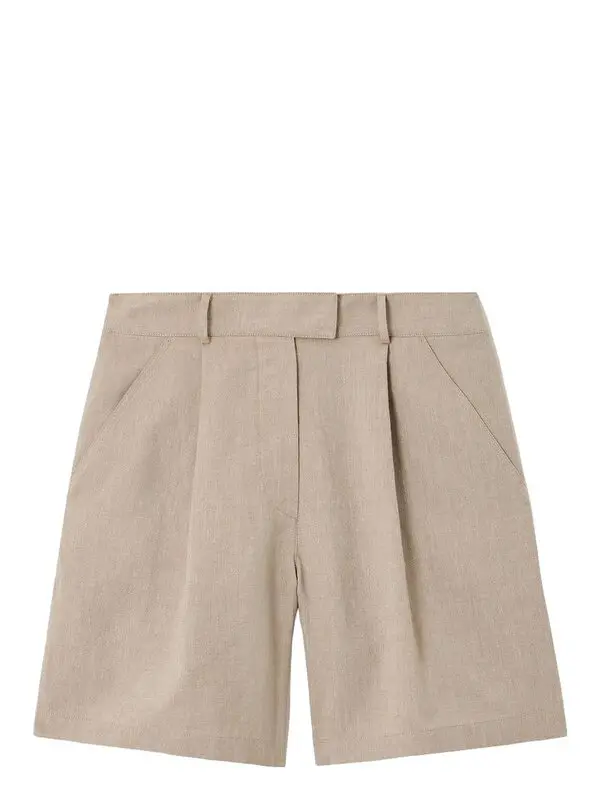Brunello Cucinelli Pleated Linen And Wool-blend Shorts - Neutral