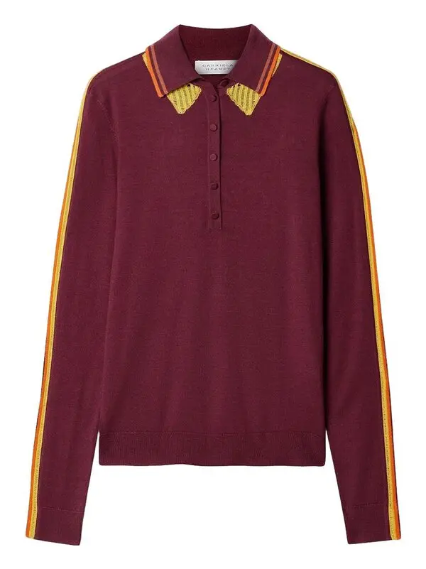 Gabriela Hearst Zorya Cashmere And Silk-blend Polo Shirt - Burgundy