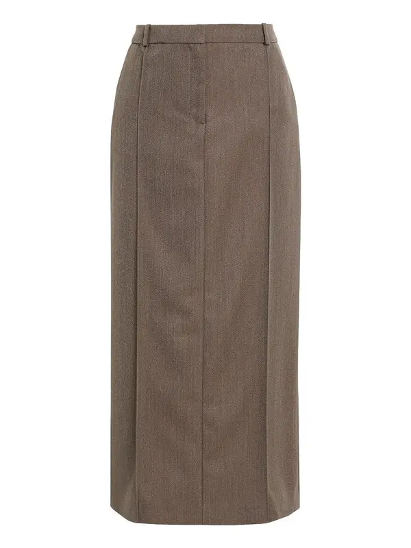 Loulou De Saison Vera Wool Tweed Midi Skirt - Taupe