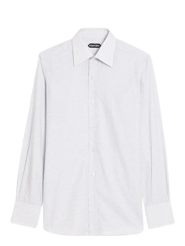 TOM FORD Checked Cottonpoplin Shirt - Light Gray